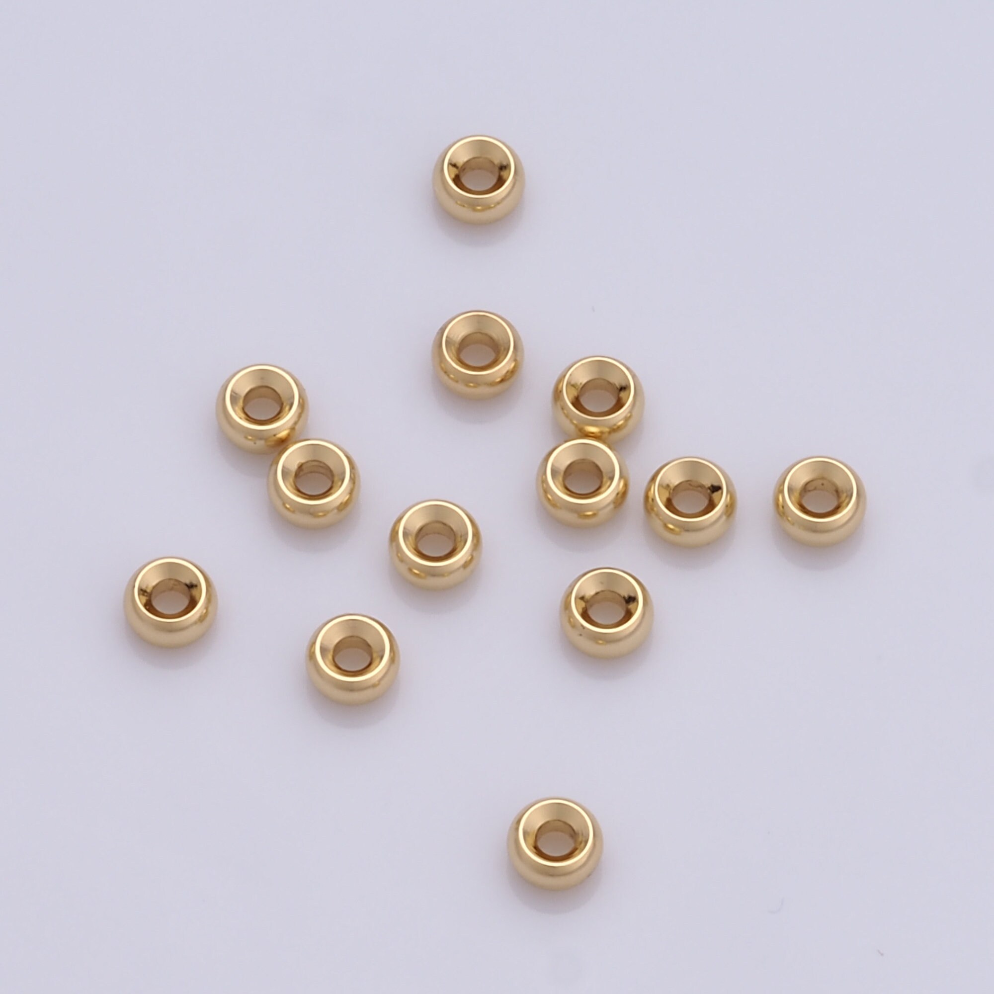 18K Gold Filled Round Beads, Perforated Beads,round Barrel Beads for ...