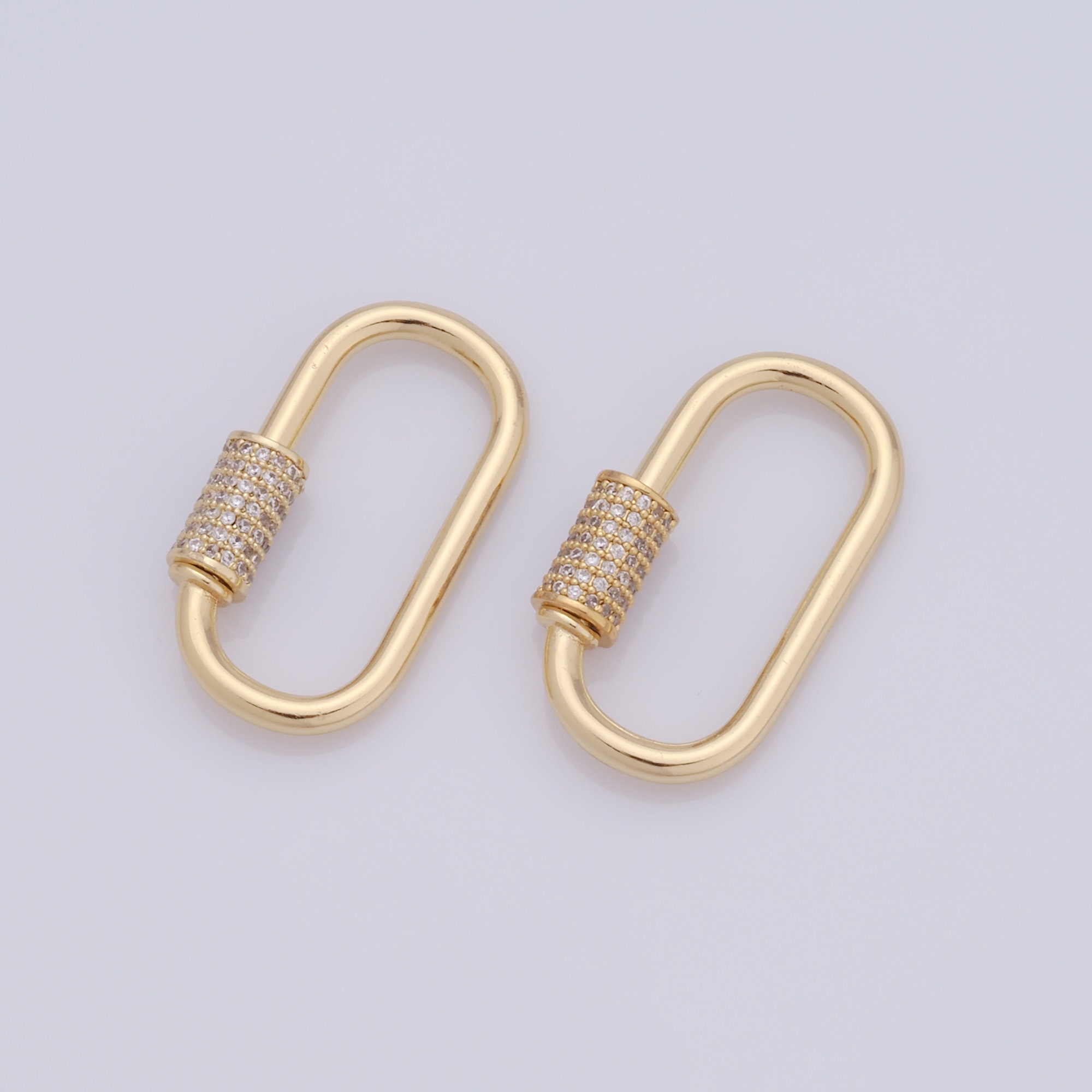 Gold Oval Screw Clasp,18k Gold Filled Carabiner Clasp, Necklace Clasp ...