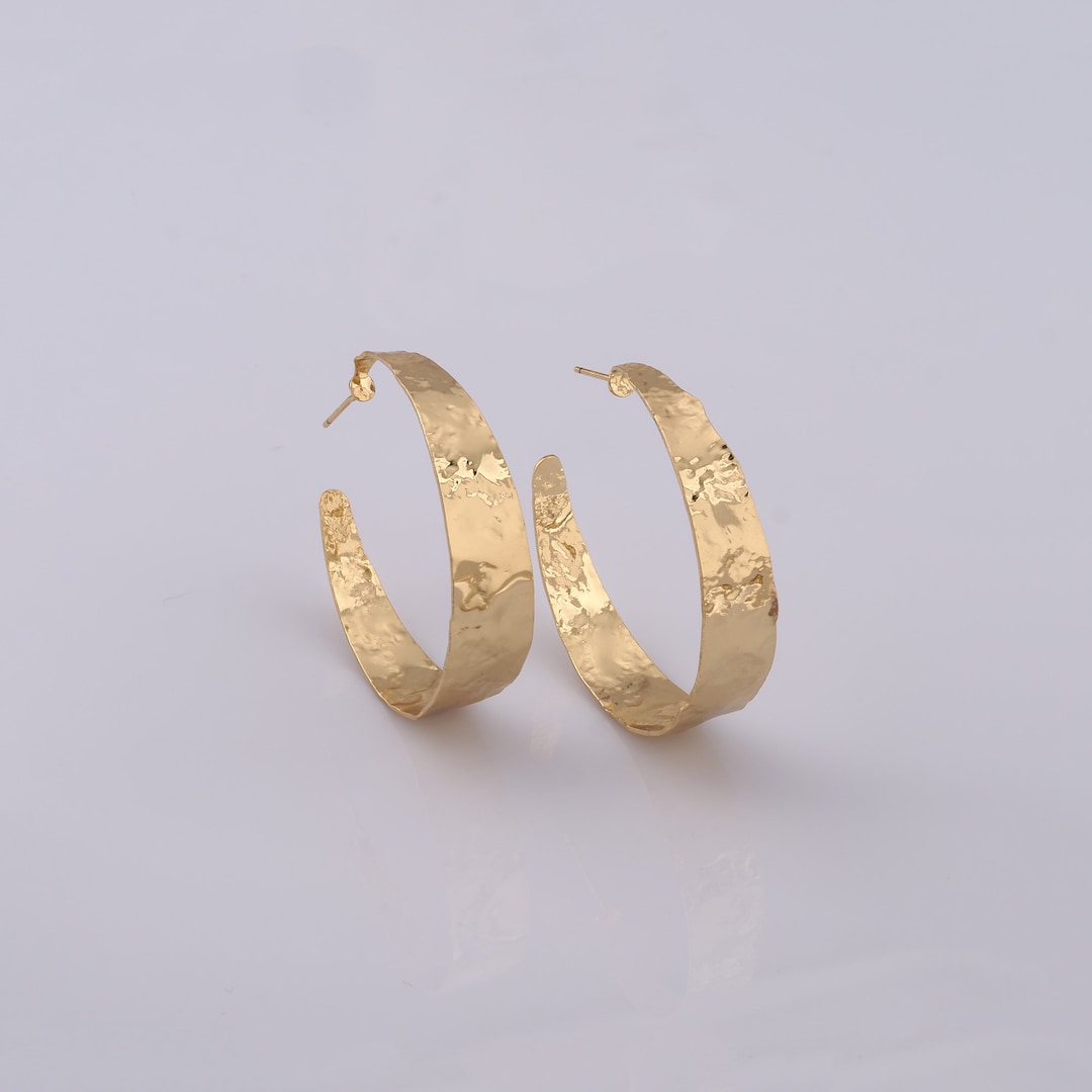 18K Gold Filled Open Stud Earrings,wide Stud Earrings,wide Stud ...