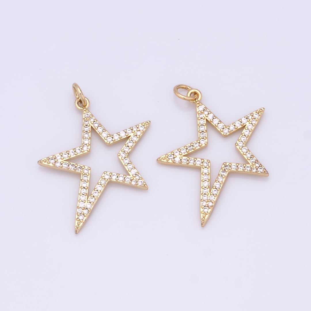 18K Gold Filled Star Pendant,gold CZ Star Charms,star Charms DIY ...
