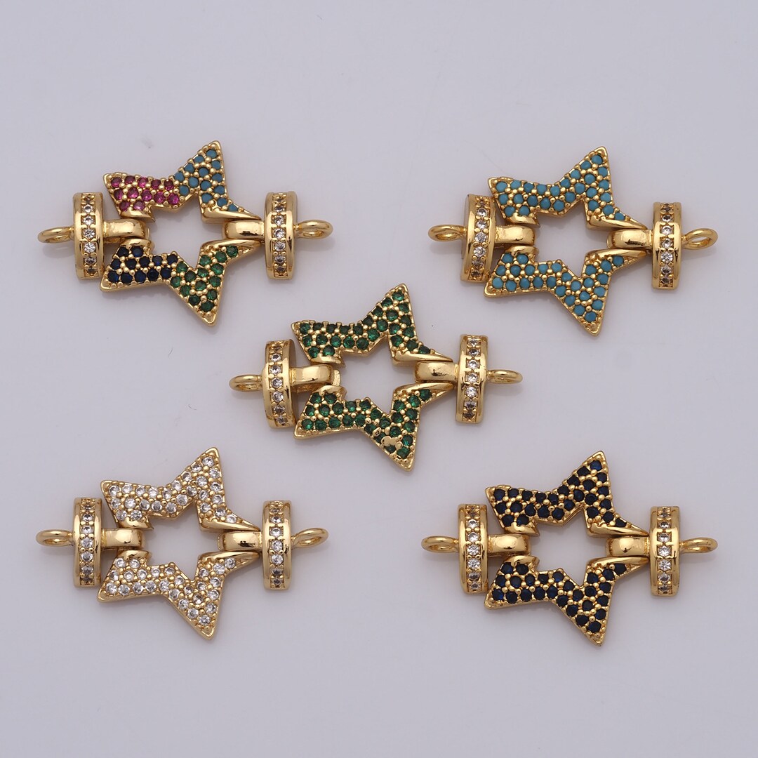 18K Gold Filled Star Connector, Micropavé CZ Star Connector, Gold ...