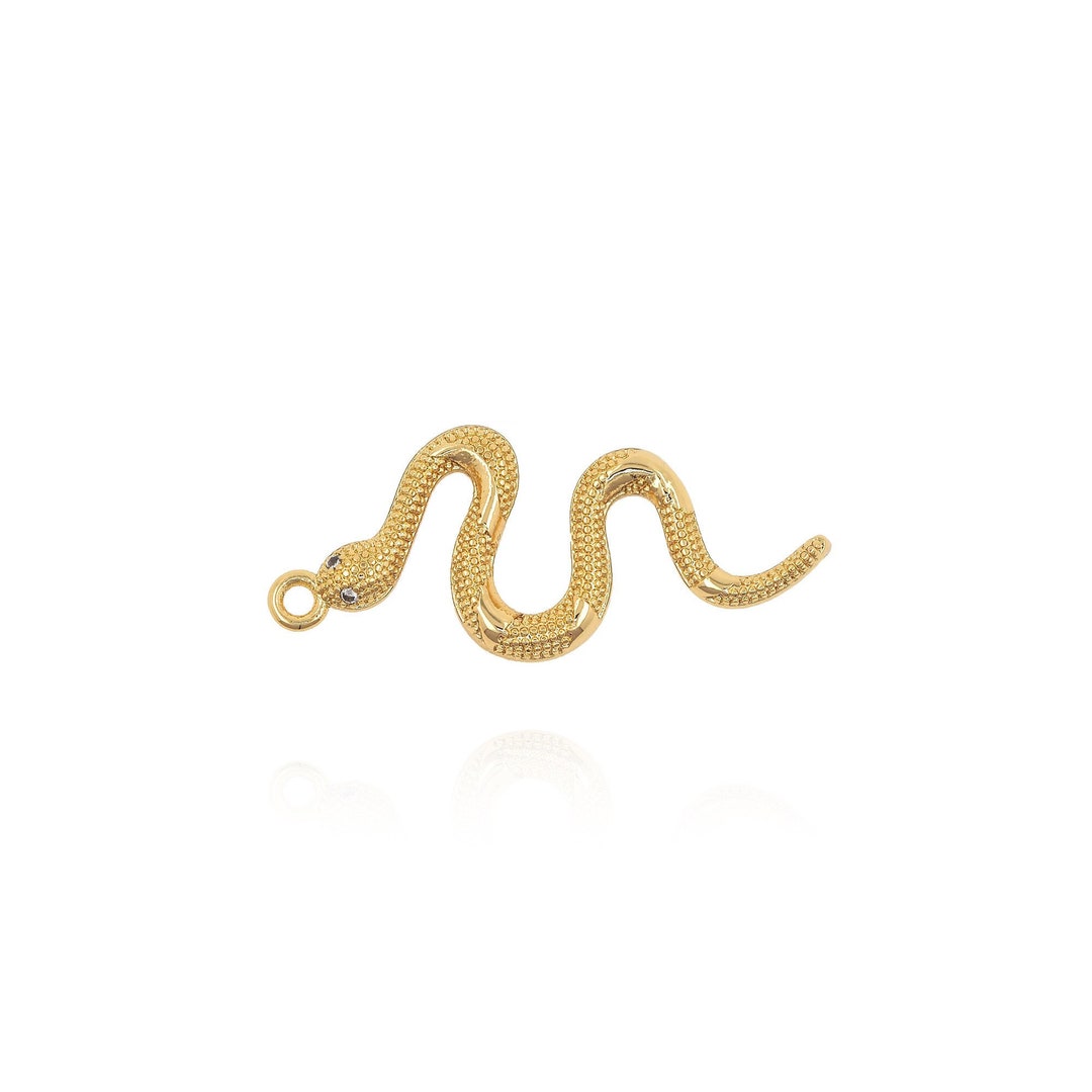 Micropavé CZ Gold Snake Connector, Reptile Connector, 18K Gold Filled ...
