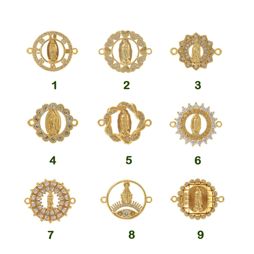 Virgin Mary Connector, 18K Gold Filled Catholic Charm, Micropavé CZ ...