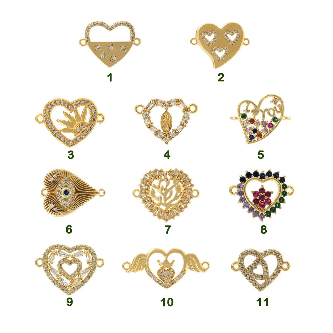 Heart Connector, 18K Gold Filled Heart Charm, Love Connector, Love ...