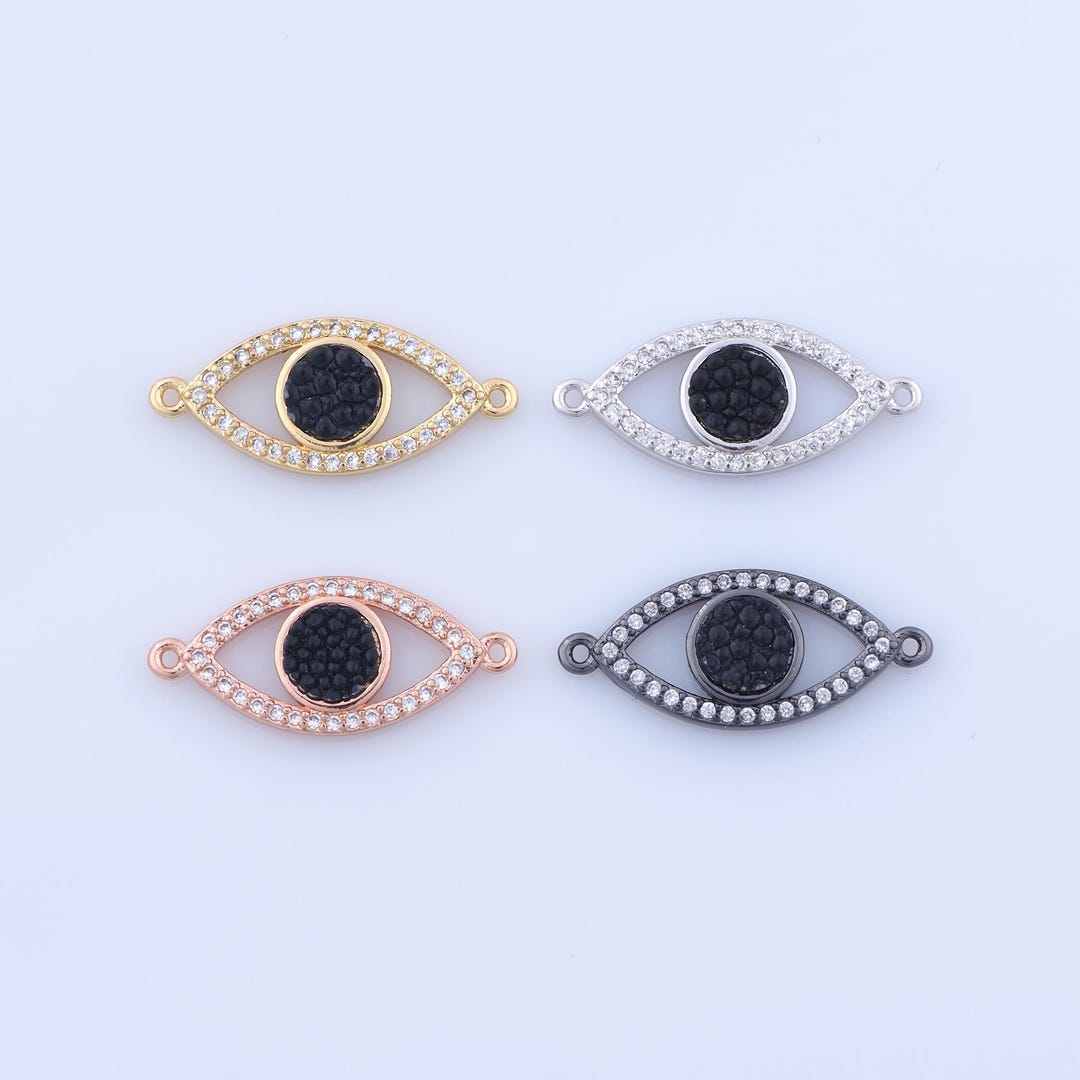 18K Gold Filled Evil Eye Connector, CZ Devil Eye Connector, DIY ...