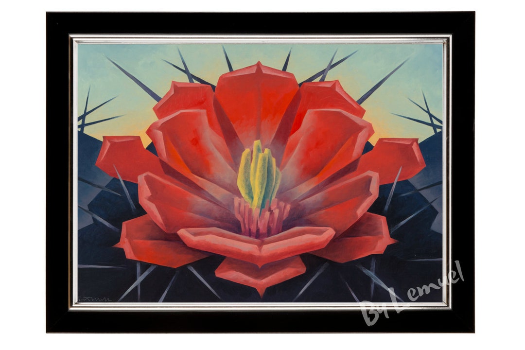 Ed Mell Red Hedgehog Cactus Flower Gift Poster Print - Etsy