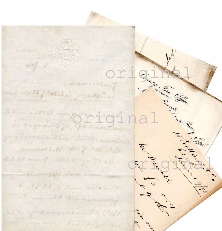 4 Vintage Antique Handwritten Letters & Memorandum 1895, Instant ...