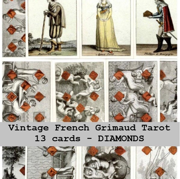 Instant Digital Download: Vintage French Playing Cards Tarot, Red ...