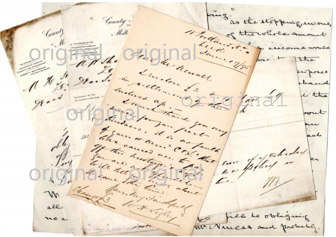 4 Vintage Antique Handwritten Letters & Memorandum 1895, Instant ...