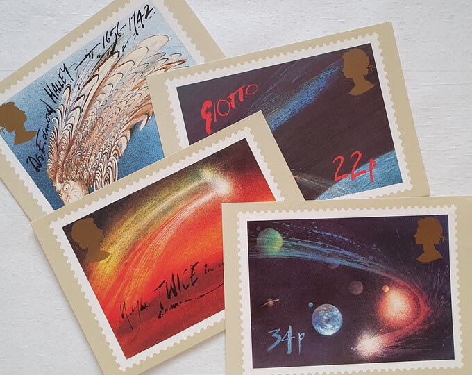 Halley's Comet PHQ Stamp Postcards Set No.90 1986 Giotto Spacecraft ...