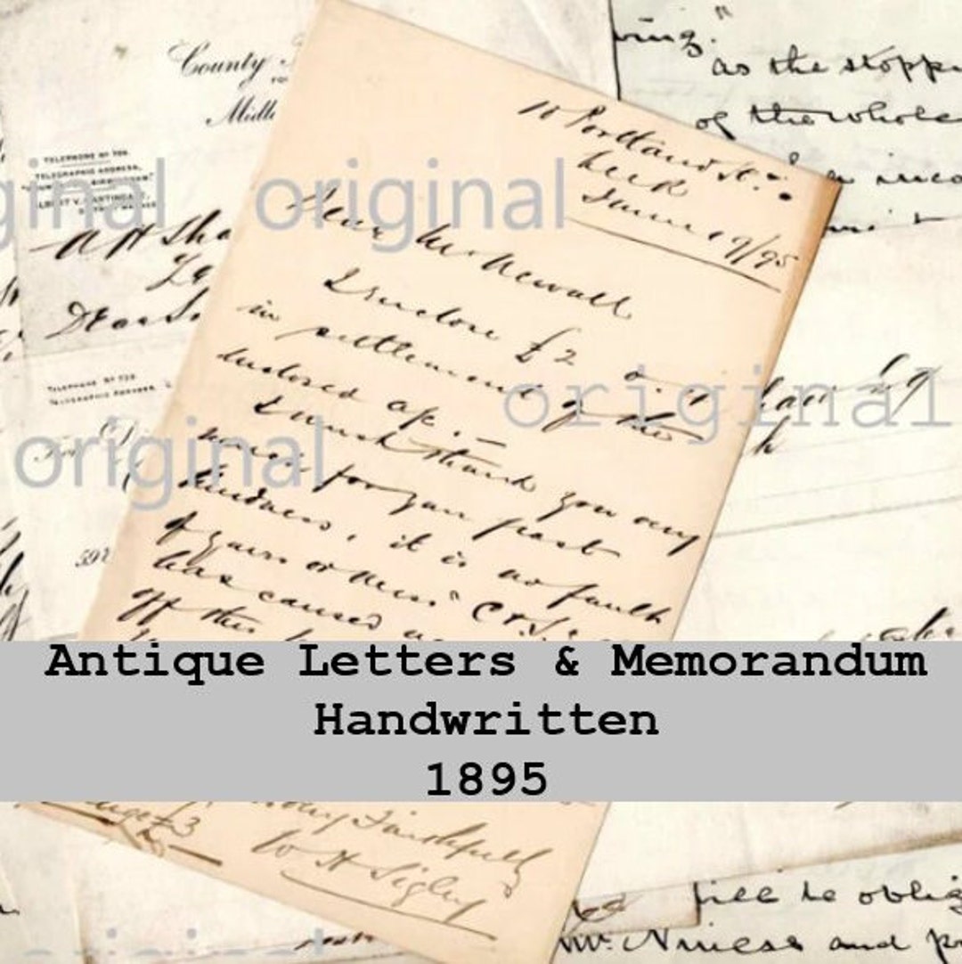 4 Vintage Antique Handwritten Letters & Memorandum 1895, Instant ...