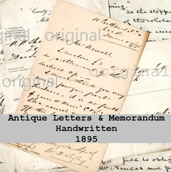 4 Vintage Antique Handwritten Letters & Memorandum 1895, Instant ...