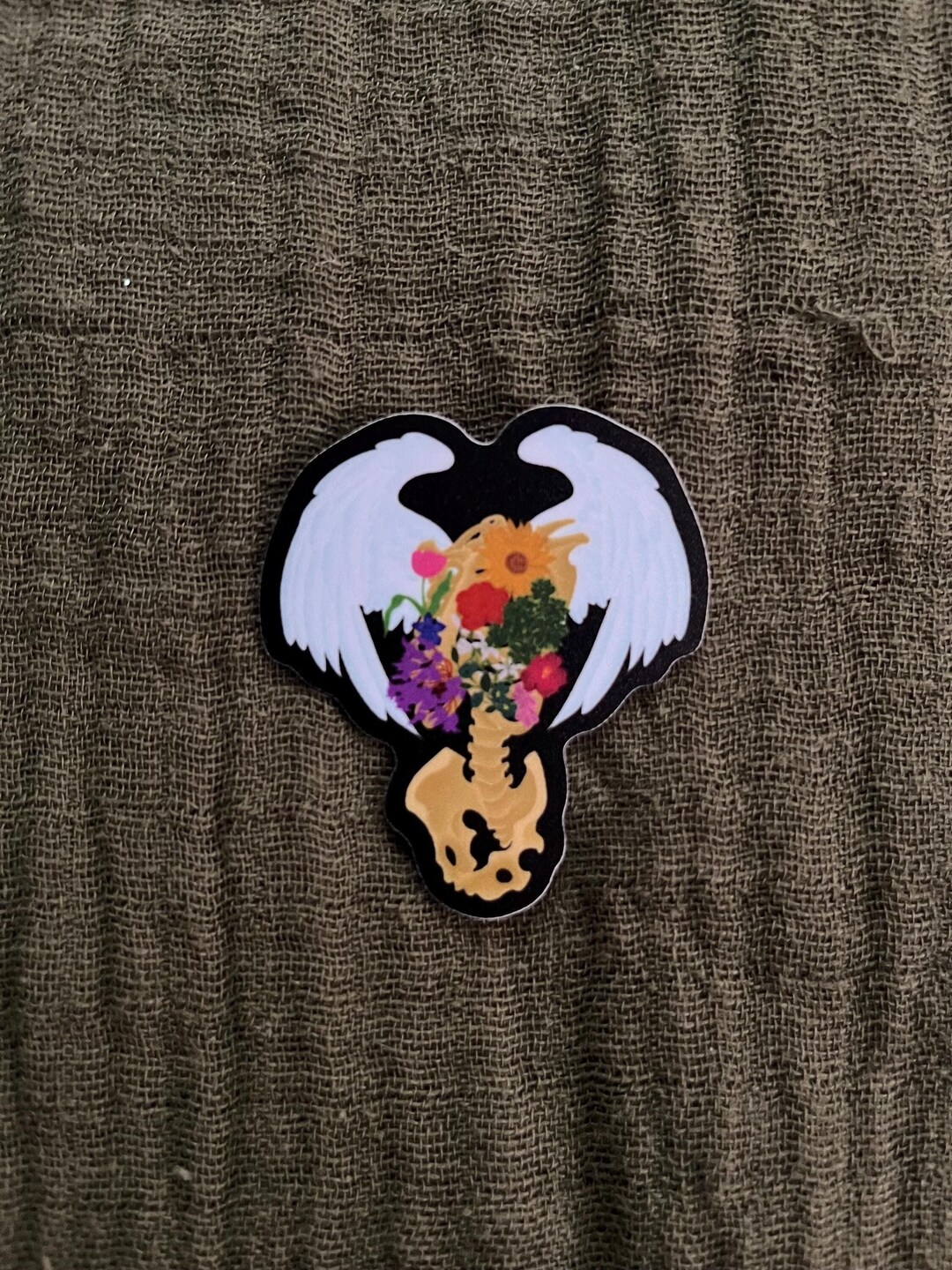 Floral Fallen Skeleton Angel Sticker - Akydavi Original Design - Etsy