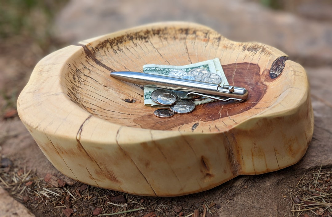Catch All Office Bowl / Hand Carved Tray / Storage / Natural Wood ...