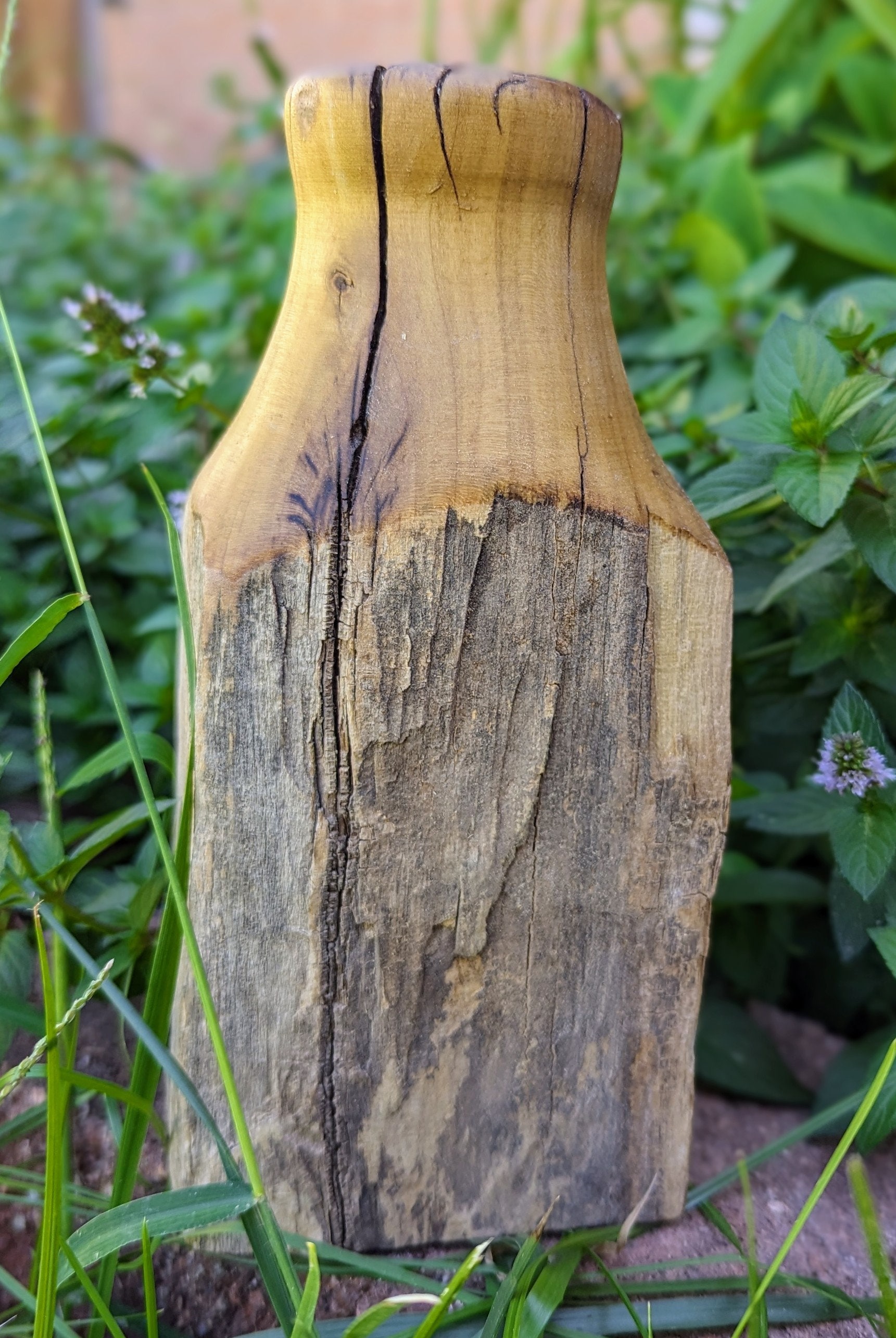 Vase Set / Rustic Primitive / Upcycled Set of 3 / Handcarved Wood Vase ...