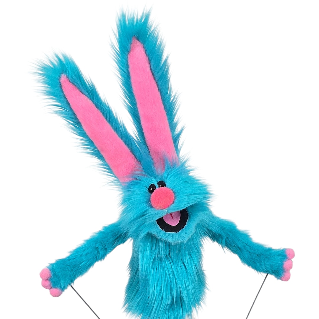 Rabbit Professional Puppet by Uzzyworks. Blue Bunny, Hand and Rod "muppet-style" Puppet - Etsy
