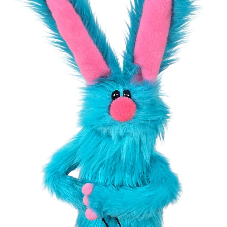 Rabbit Professional Puppet by Uzzyworks. Blue Bunny, Hand and Rod "muppet-style" Puppet - Etsy