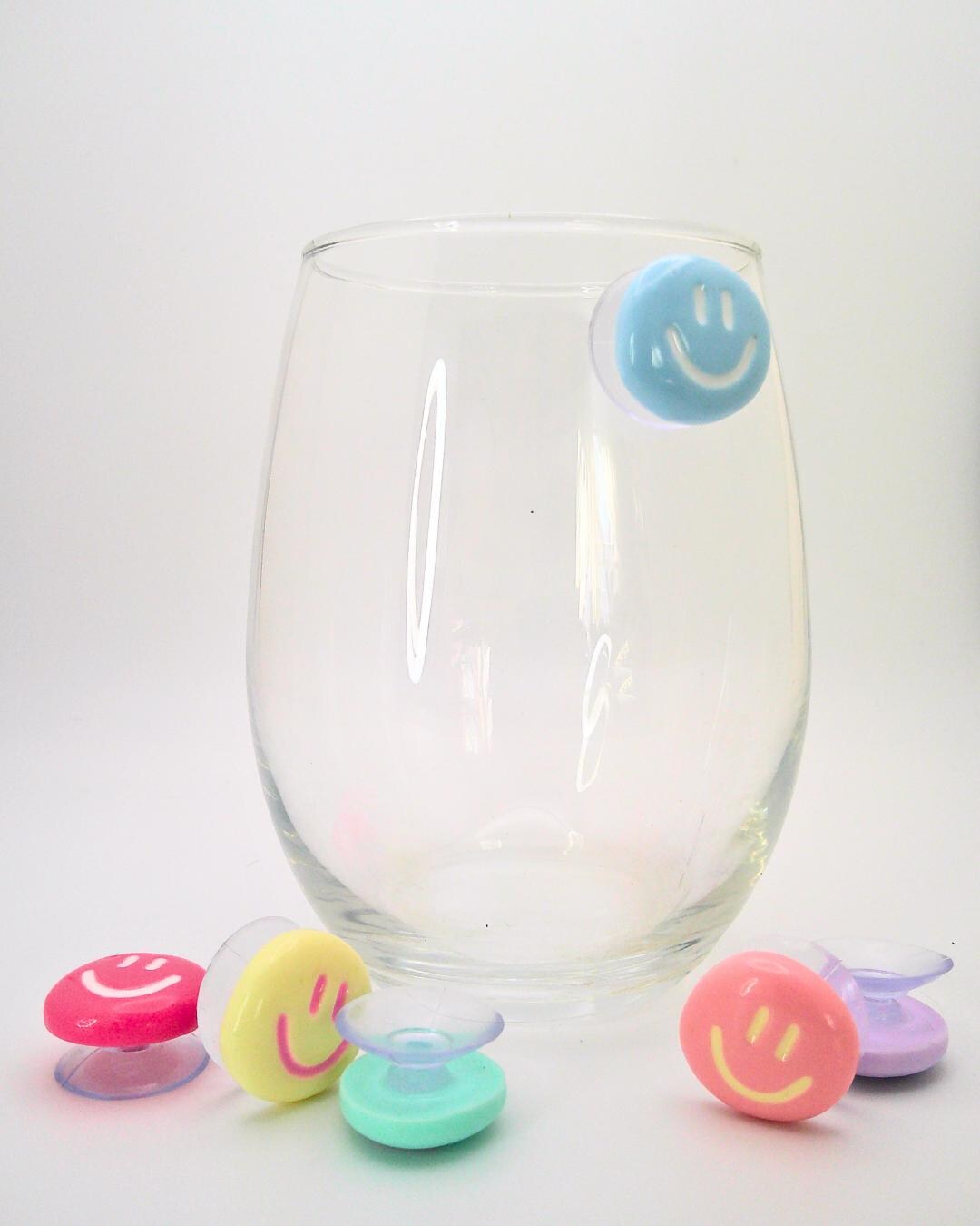 Smiley Face Drink Markers: Retro Stemless Wine Charms - Etsy
