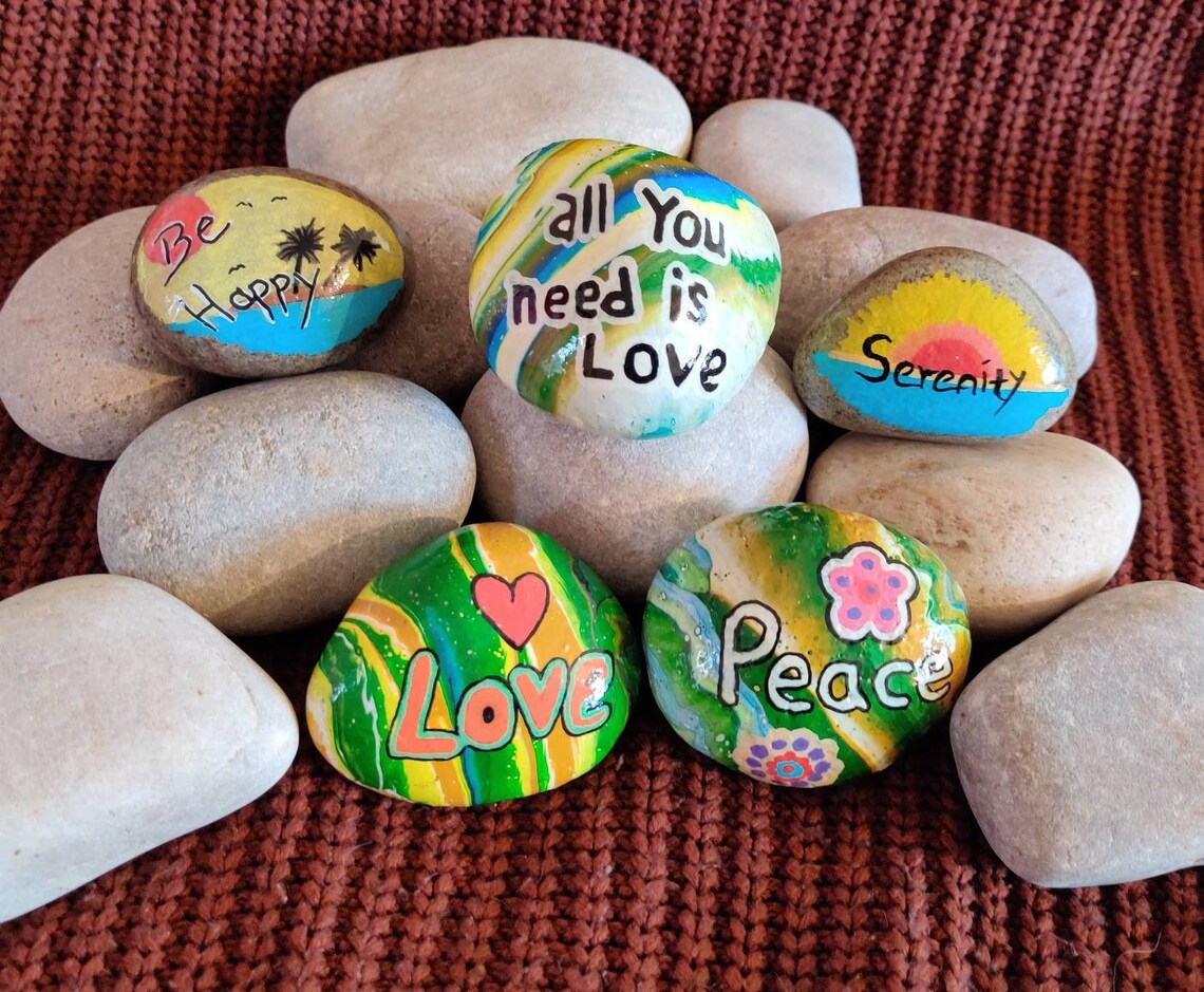 Positivity Pebbles Painted Rocks Affirmation Stones Mental | Etsy
