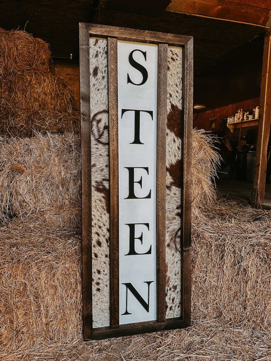 Customizable Cowhide Welcome Sign - Etsy
