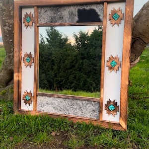 Cowhide Aztec Mirror - Etsy