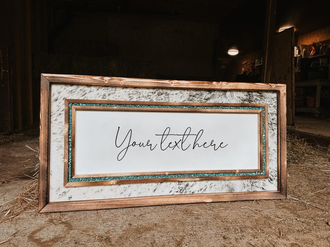 Cowhide Turquoise Inlay Sign - Etsy