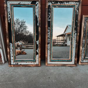 Framed Cowhide Turquoise Mirror / Western Mirror/ Cowhide Decor - Etsy ...