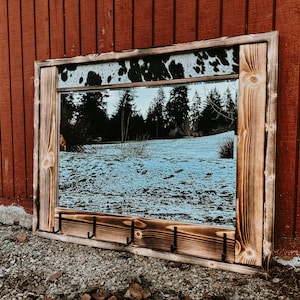 Cowhide Framed Mirror With Hangers - Etsy