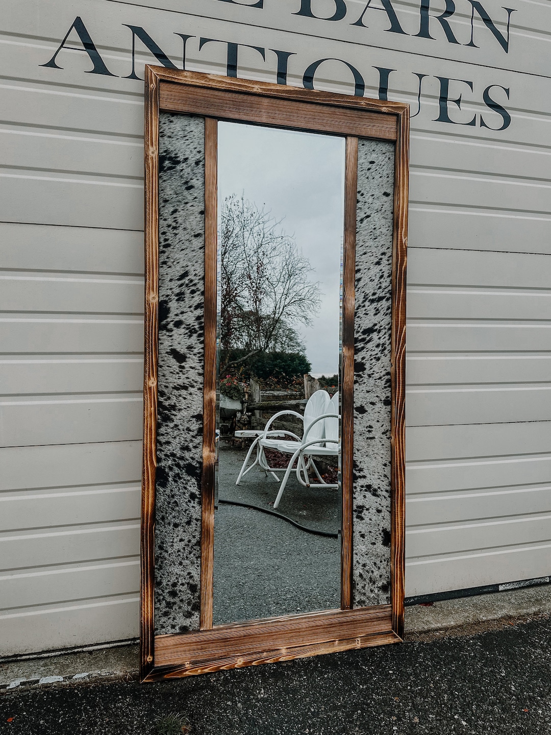 Genuine Cowhide Full Length Framed Mirror / Cowhide Decor Western Decor ...