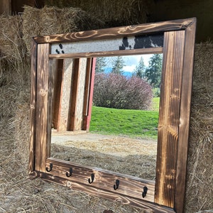Cowhide Framed Mirror With Hangers - Etsy