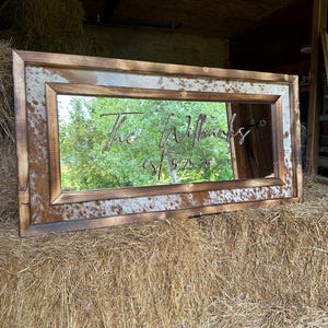 Handmade Cowhide Mirror: Western Decor With Pine Wood Frame - Etsy