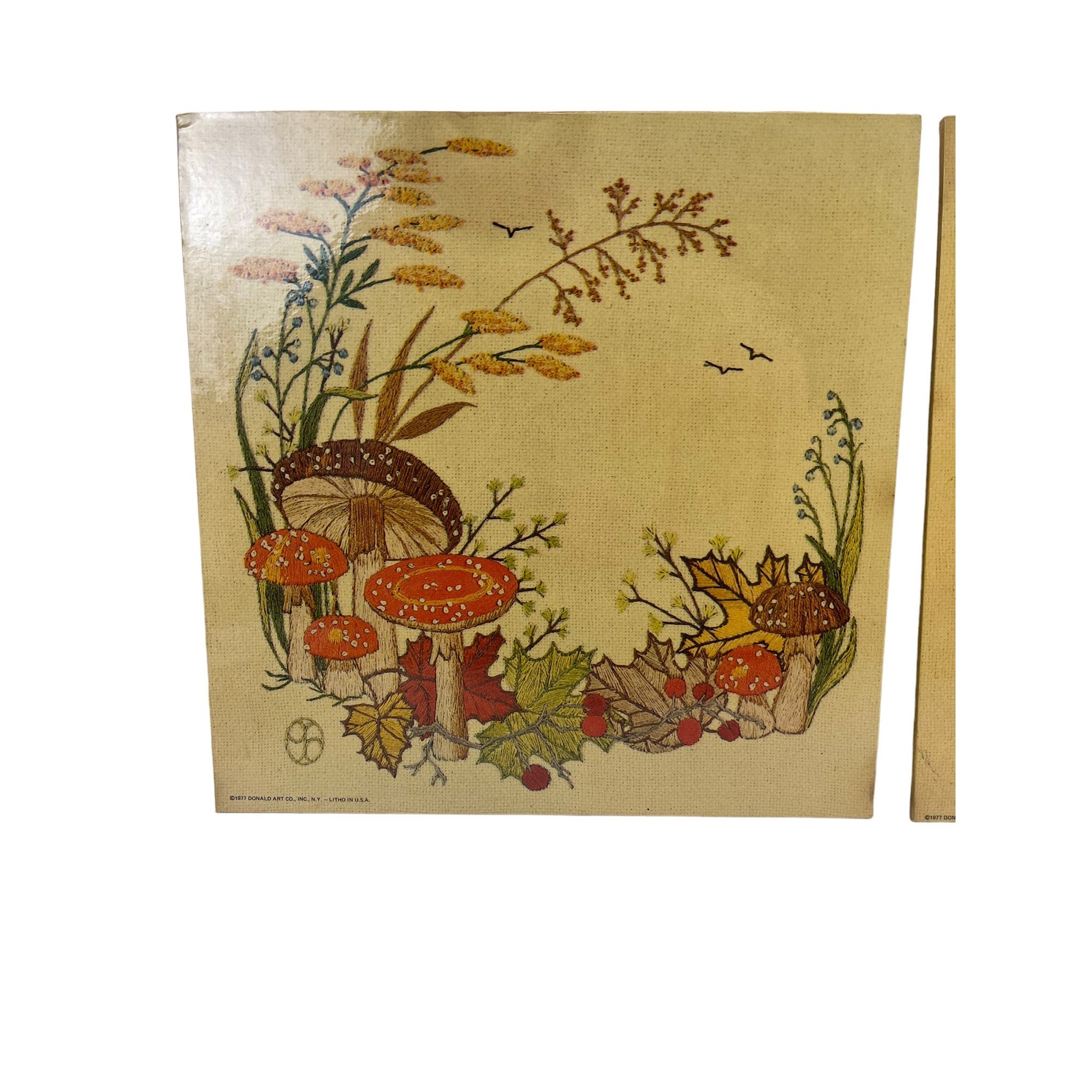Vintage Litho Donald Art Co USA 1977 Mushroom Leaves Set of 2 MCM Art ...