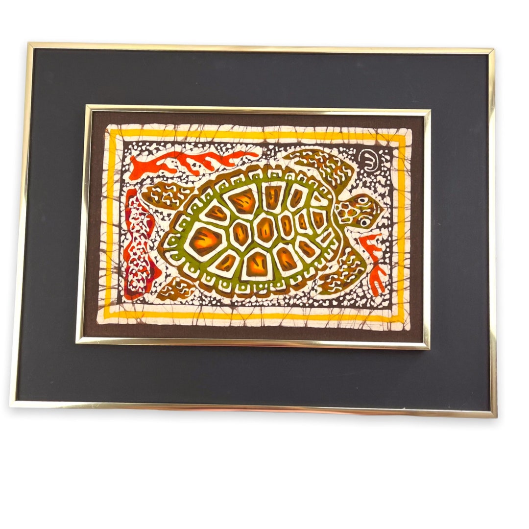 Batik Wall Art, Sea Turtle Framed XLARGE 22 X 17.25, Framed Art ...