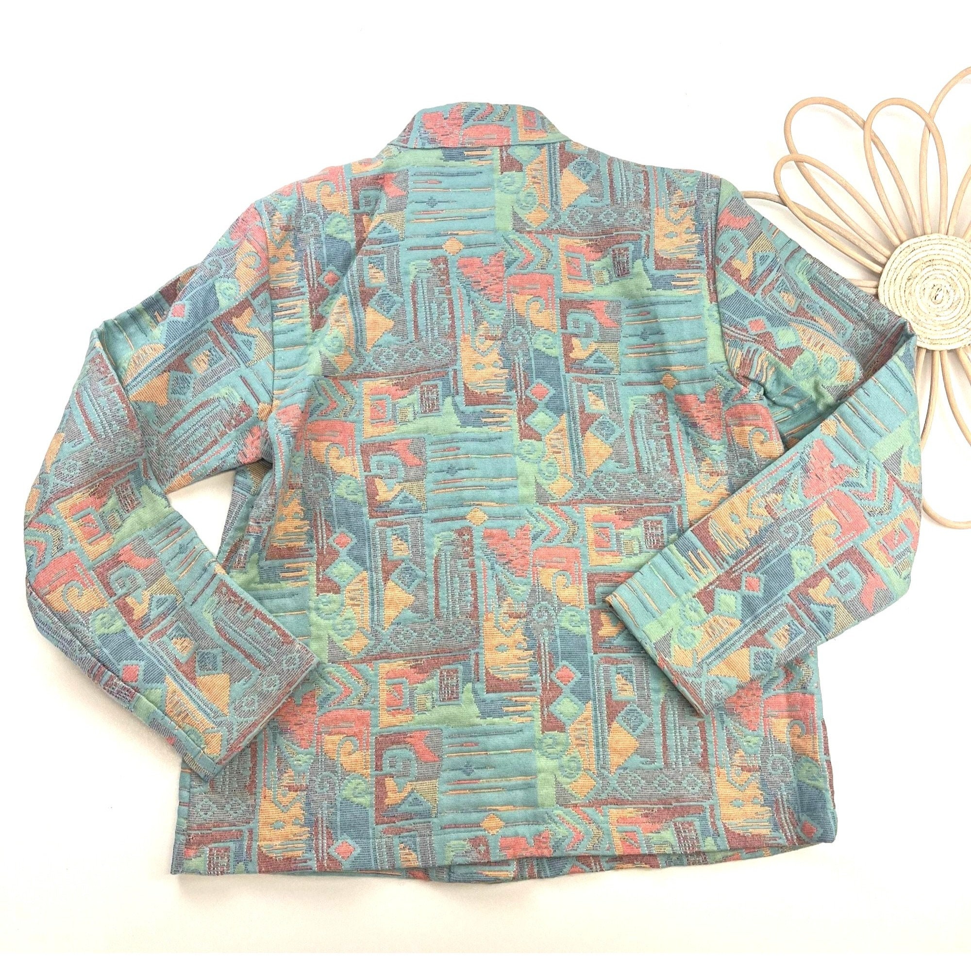 Coldwater Creek Aztec Tapestry Jacket Blazer Button Down Ladies Size ...