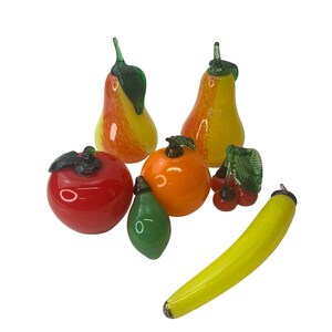 Royal Gallery Hand Blown Glass Fruit 7 PCS Sculptural Fruit Decor Paper ...