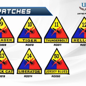 Embroidered US Army Armored Divisions Iron on Patches, Armored Division ...