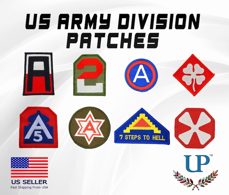 Embroidered US Army Divisions Iron on Patches, Embroidered Army ...