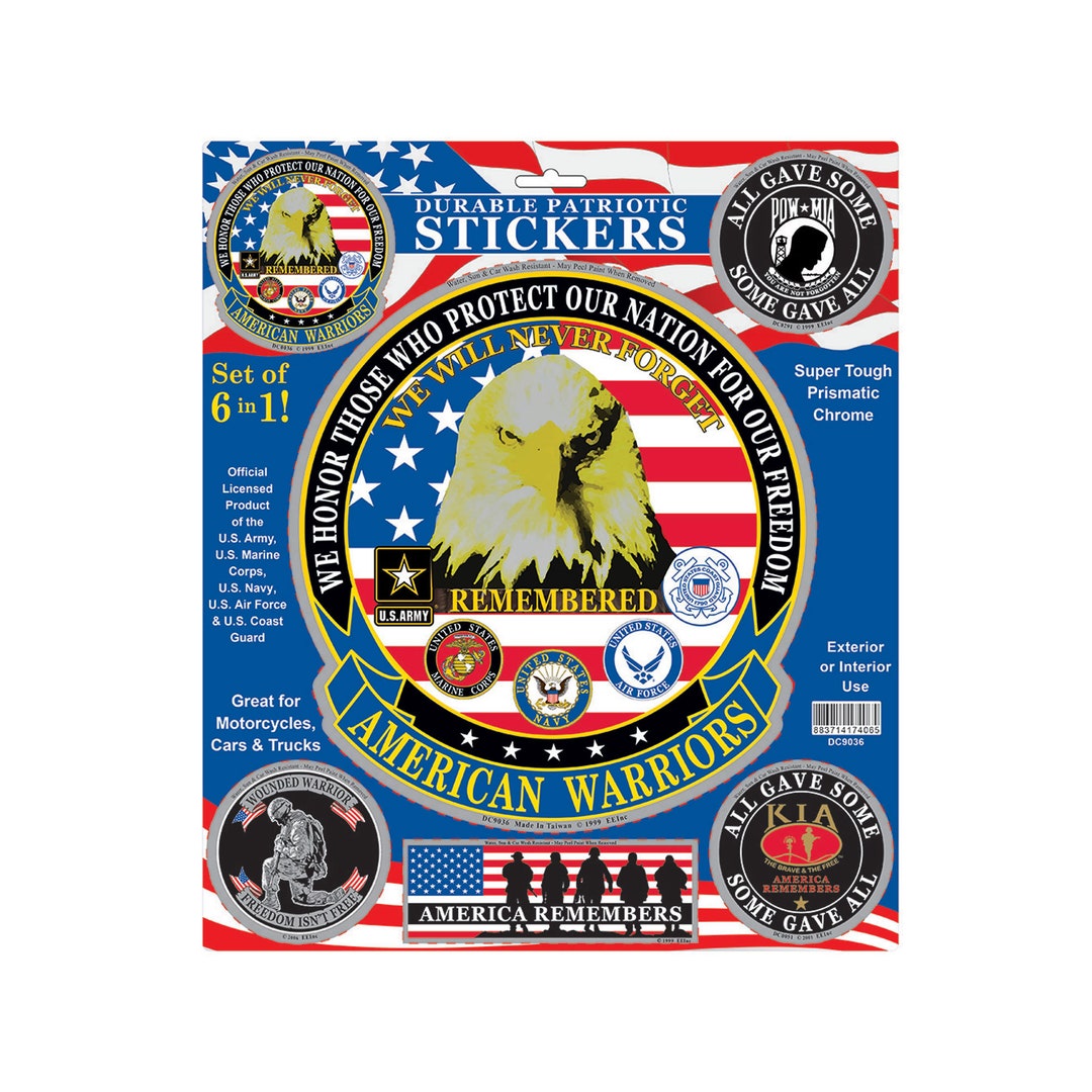 American Warriors Durable Car Sticker Set of 6, U.S. Armed Force Car ...