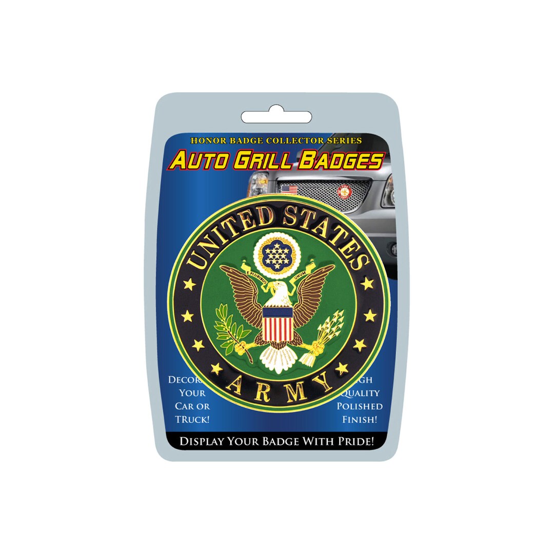 Officially Licensed U.S. Army Auto Grill Badge, US Army Mount-on Auto ...