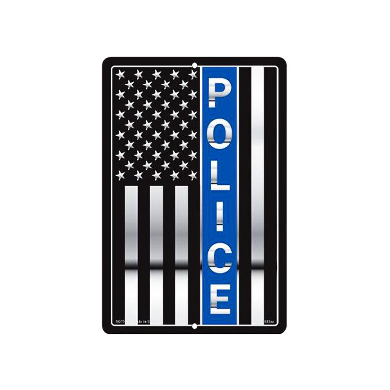 8''x12'' the Thin Blue Line Aluminum Sign / Wall Decor / Wall Hanging ...