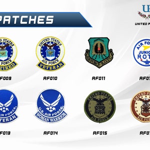 US Air Force Patches With Iron on and Velcro Fastener Backing, Retired ...