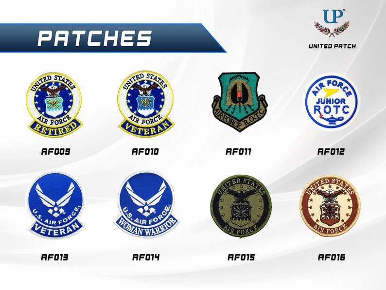 US Air Force Patches With Iron on and Velcro Fastener Backing, Retired ...