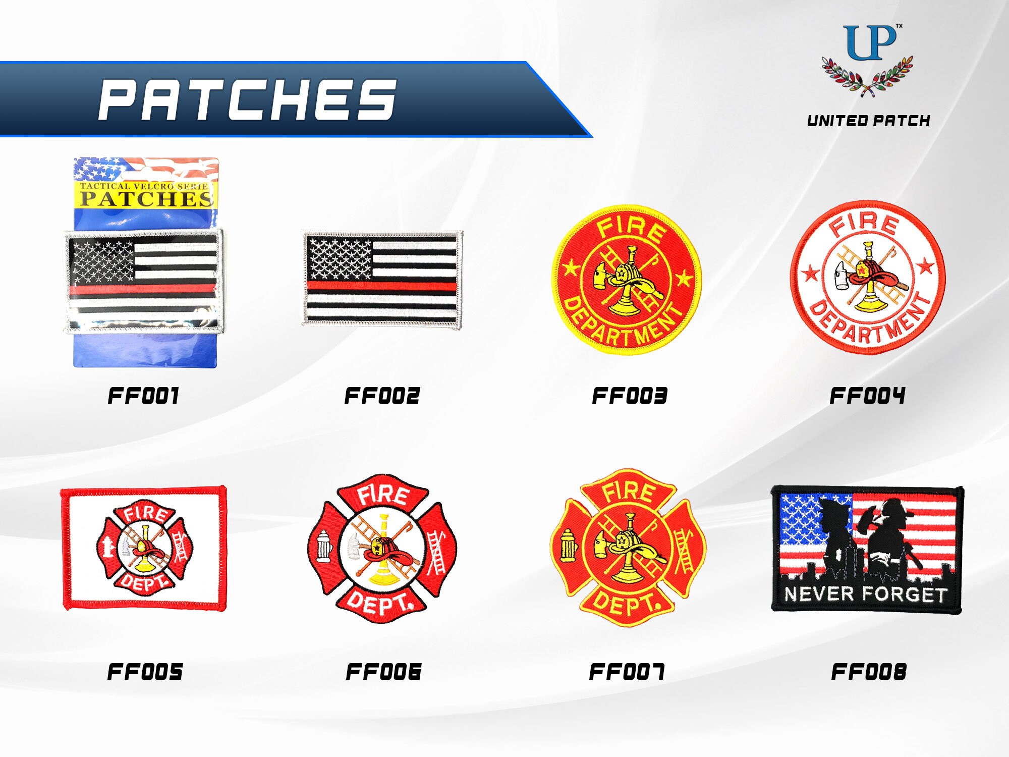 US Fire Department Iron on and Velcro Patches, Firefighter Patch, Red ...