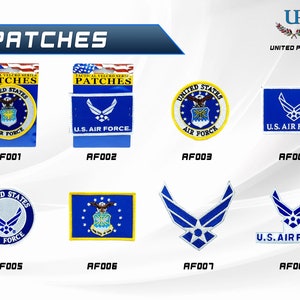 US Air Force Patches With Iron on and Velcro Fastener Backing, Retired ...