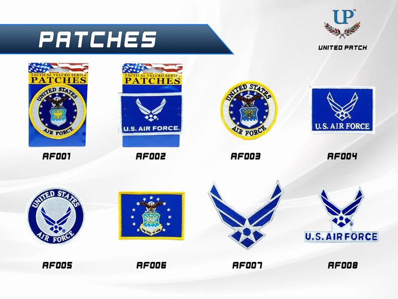US Air Force Patches With Iron on and Velcro Fastener Backing, Retired ...