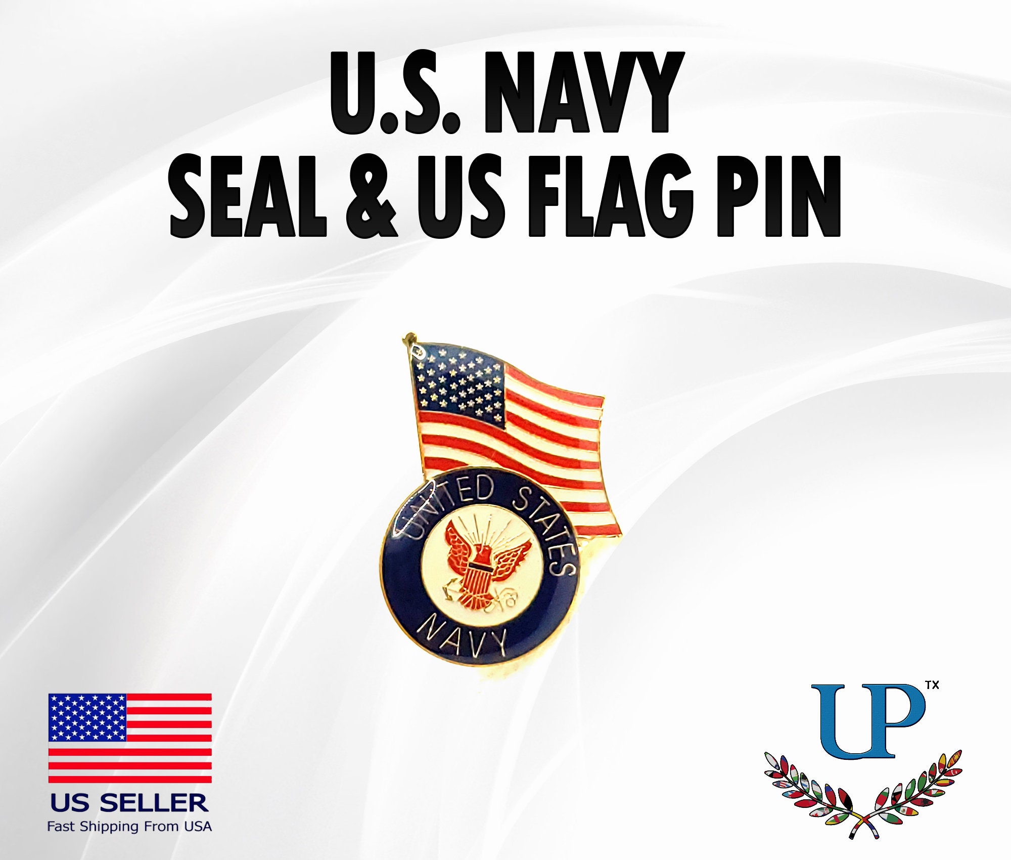U.S. Navy Flag & U.S. Flag Lapel Pin, U.S. Navy Logo and U.S. Flag ...