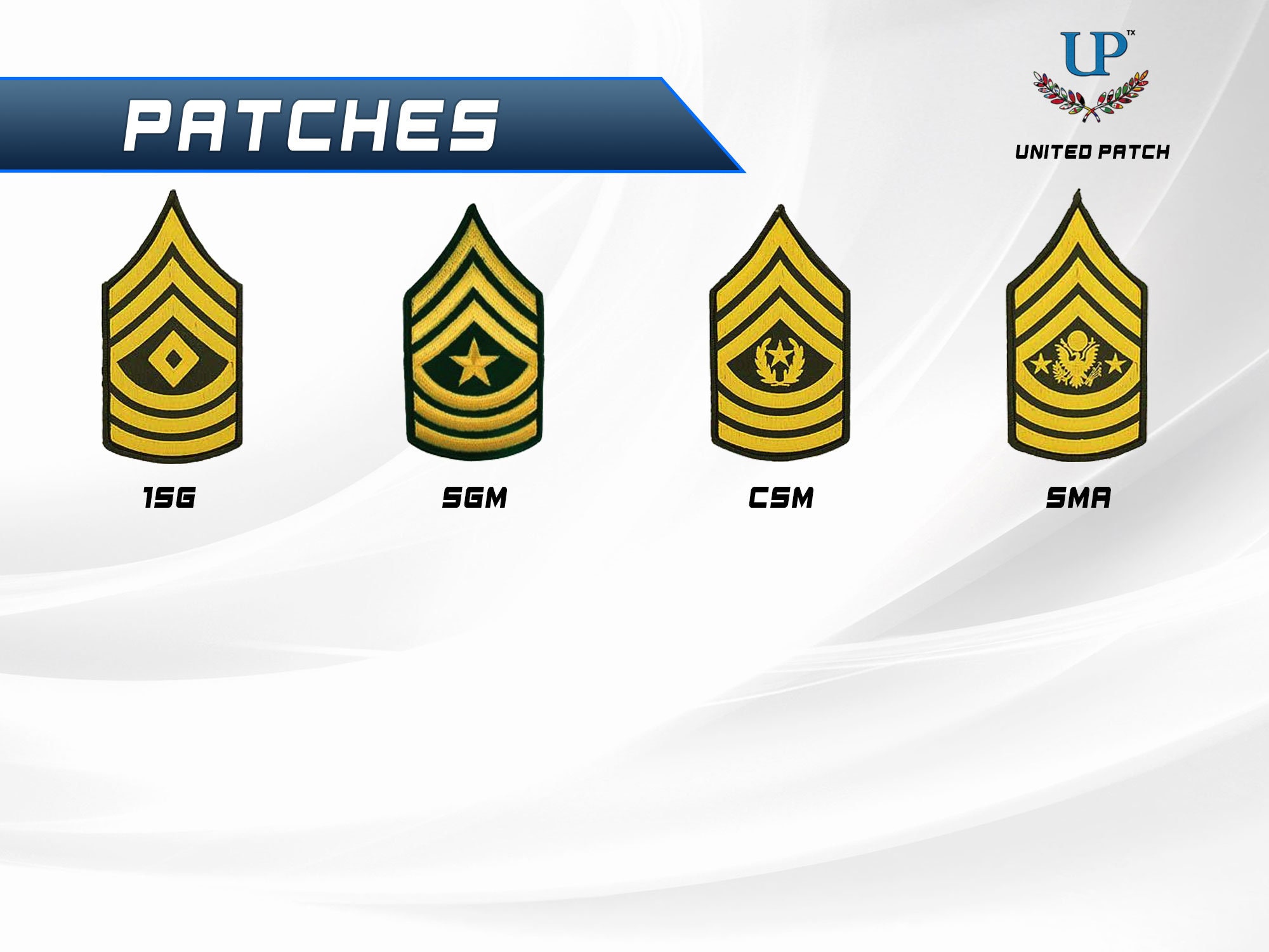 Embroidered US Army Rank Sew on Patches, Green Fabric US Military Rank ...