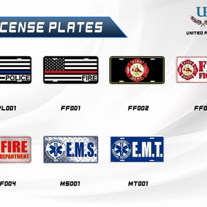 Fire Department Logo License Plates, 12''x6'' Aluminum Firefighter ...