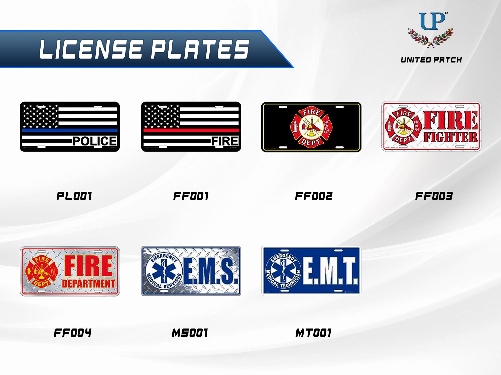 Fire Department Logo License Plates, 12''x6'' Aluminum Firefighter ...