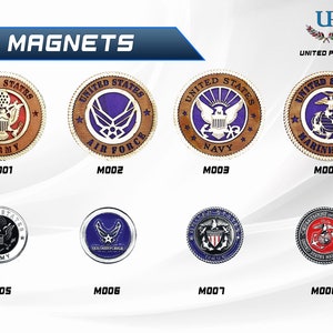 Wood & Metal Magnets for US Army, Air Force, Navy and Marine Corps ...